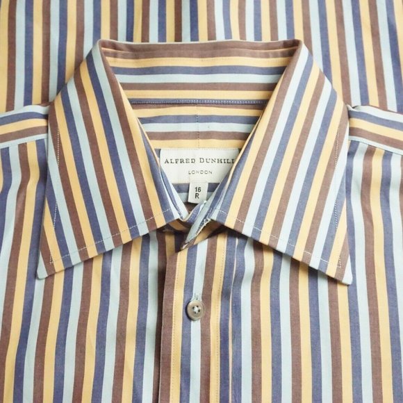 Dunhill | Shirts | Alfred Dunhill Multicolor Striped Cotton Spread ...